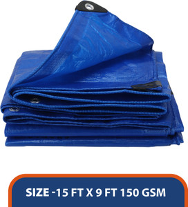 TOUGH STACKS HDPE Tarpaulin 150 GSM 15ft x 9ft WaterProof, UV resistant, Reinforced Eyelets Tent ...