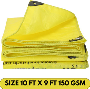 TOUGH STACKS HDPE Tarpaulin 150 GSM 10ft*9ft WaterProof,UV resistant, Reinforced Eyelets Tent ...