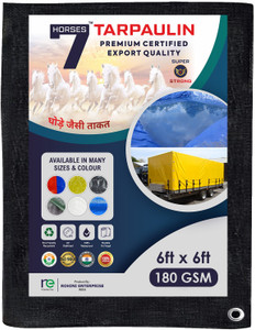 Seven Horses HDPE Tarpaulin Sheet Waterproof 6x6 ft. (180 GSM)-Polyethylene Tarp with Eyelet ...
