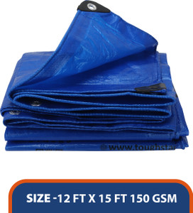 TOUGH STACKS HDPE Tarpaulin 150 GSM 12ft * 15ft WaterProof, UV resistant, Reinforced Eyelets ...