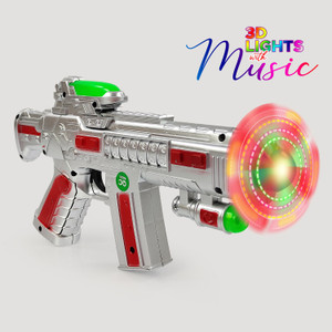NHR Space Gun Toy With LED Matrix Flashing Rotating Fan, Musical Battery Operated Guns & Darts ...