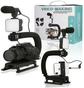 RETRACK AY-49U Video Making Stabilizer U/C Shaped Handheld with 36LED Light, Microphone Tripod ...