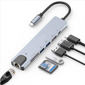 RuhZa Hub,USB C Hub, 7 in 1 Type C Adapter with USB C to HDMI,1Gbps Ethernet RJ45 Compatible for ...