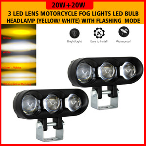 Otoroys 3 Led Motorcycle Fog Lights Yellow / White with Flashing Mode Fog Lamp Motorbike, Car ...