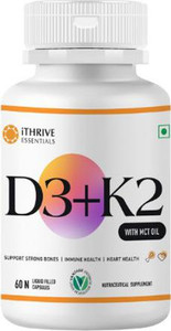 iThrive Essentials, Vitamin D3+K2 (MK-7) with MCT Oil, 60 liquid filled capsules Price in India ...