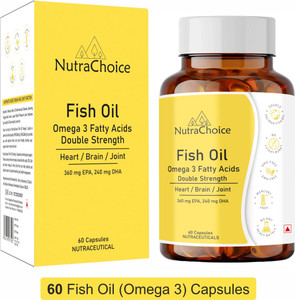 NutraChoice Fish Oil Double Strength Omega-3 (360mg EPA&240mg DHA) for Heart & Joint Health ...