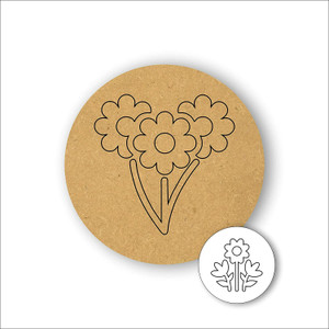 Printfry Flower Design Pre Marked MDF Base for Painting Wooden Cutout Craft Work Home Pack of 2 ...