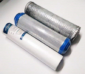 AQUA WATER 10 inch Filter Set (PP Spun + Granular Activated Carbon GAC + Carbon Block CTO) Solid ...