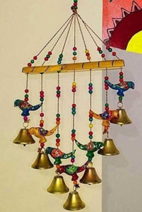 Aaina creations Handcrafted Rajasthani Bells Design Wall Hanging Decorative Showpiece Wood ...