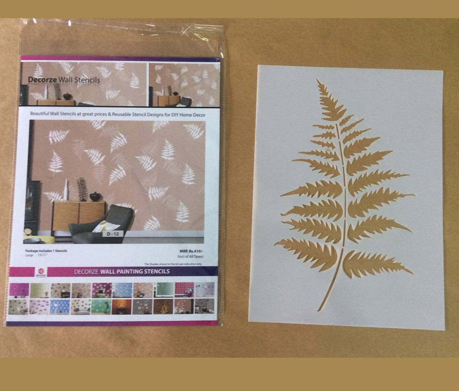 fern leaf wall stencil