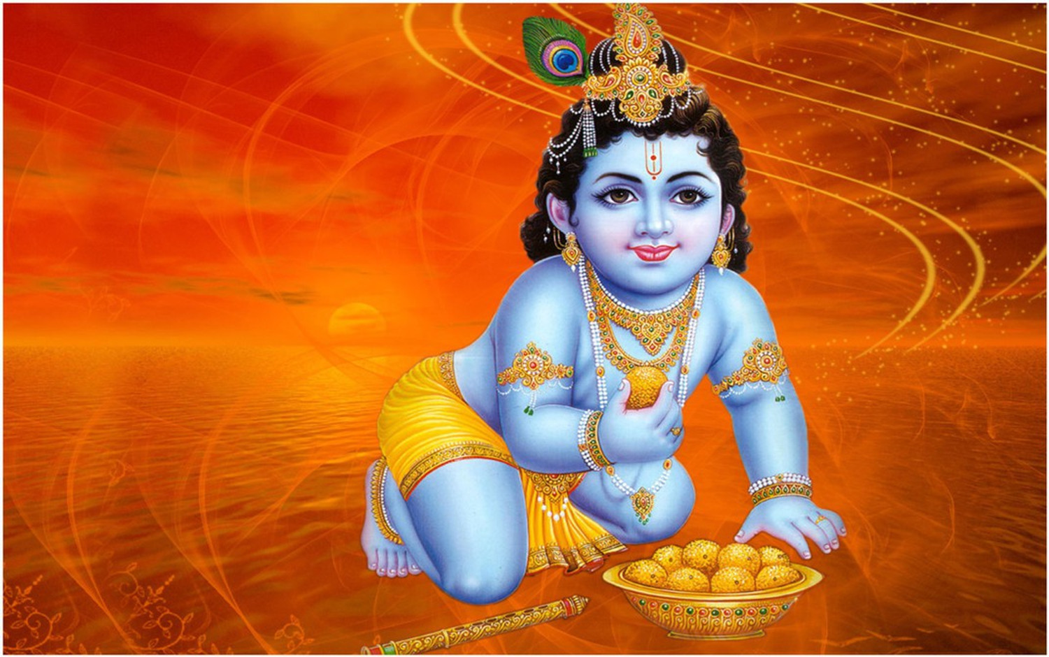 Lord Shree Krishna Wall Poster For Room Paper Print - Religious posters ...