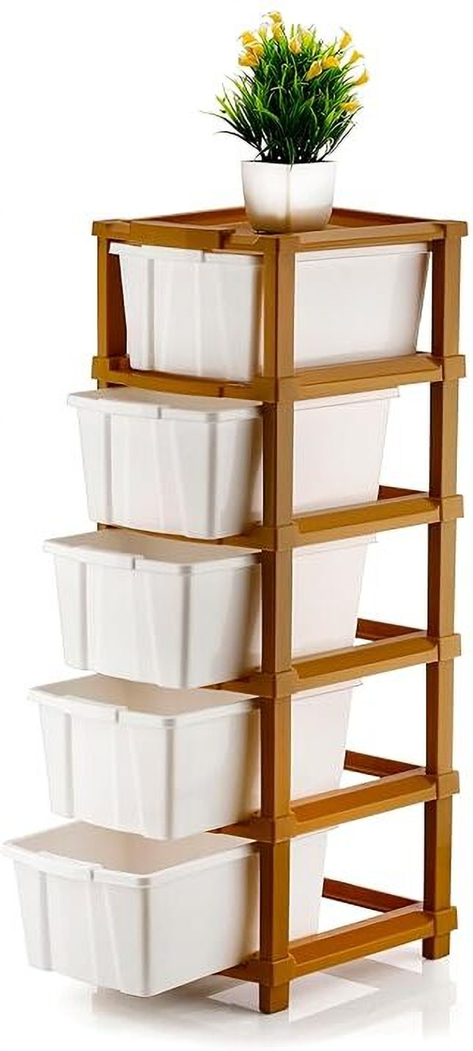 ASHLAS 5 Plastic Modular Drawer System for Home, Office Free Standing ...