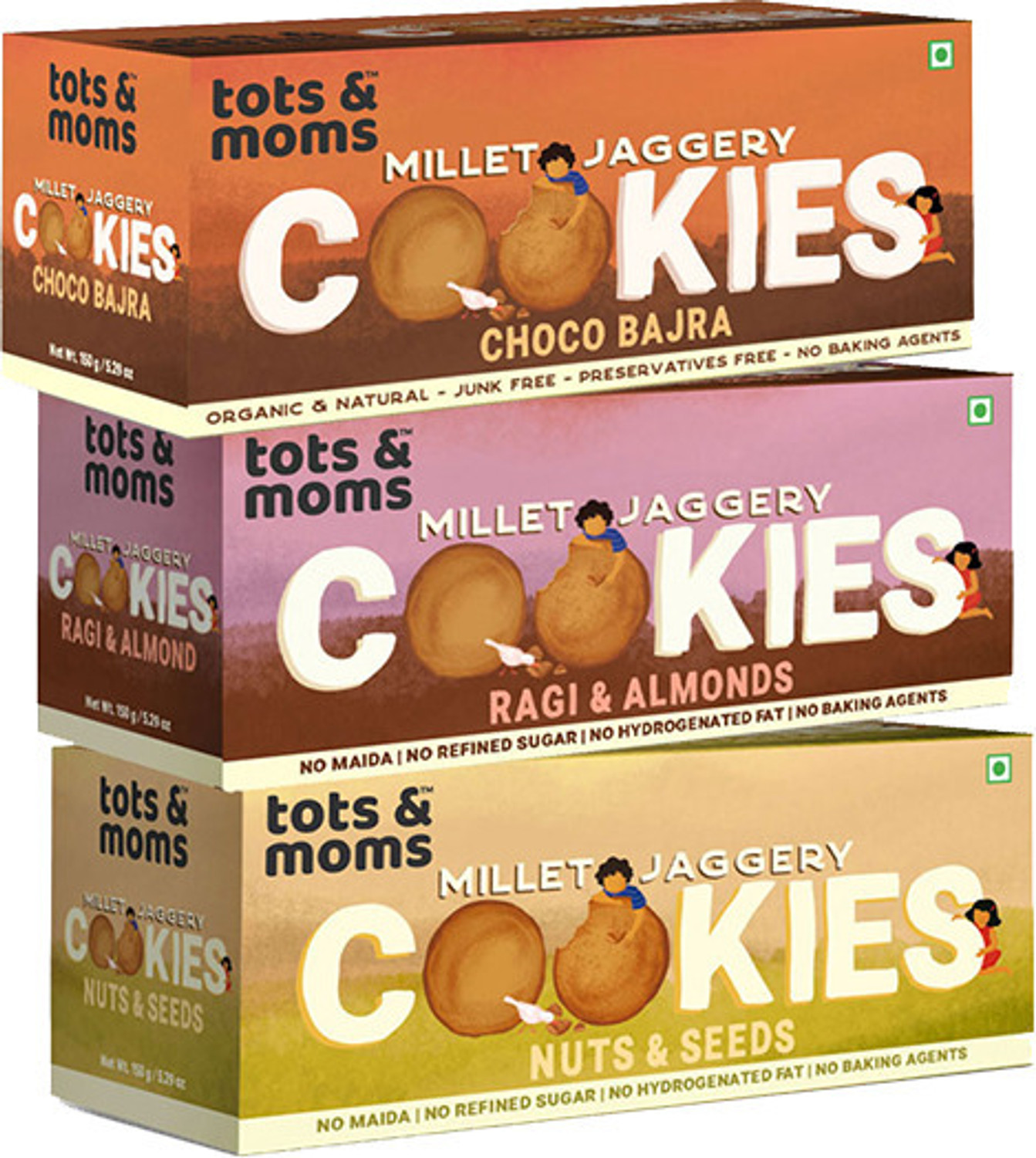 TOTS AND MOMS Millet & Jaggery Cookies | Ragi & Almonds | Nuts & Seeds ...