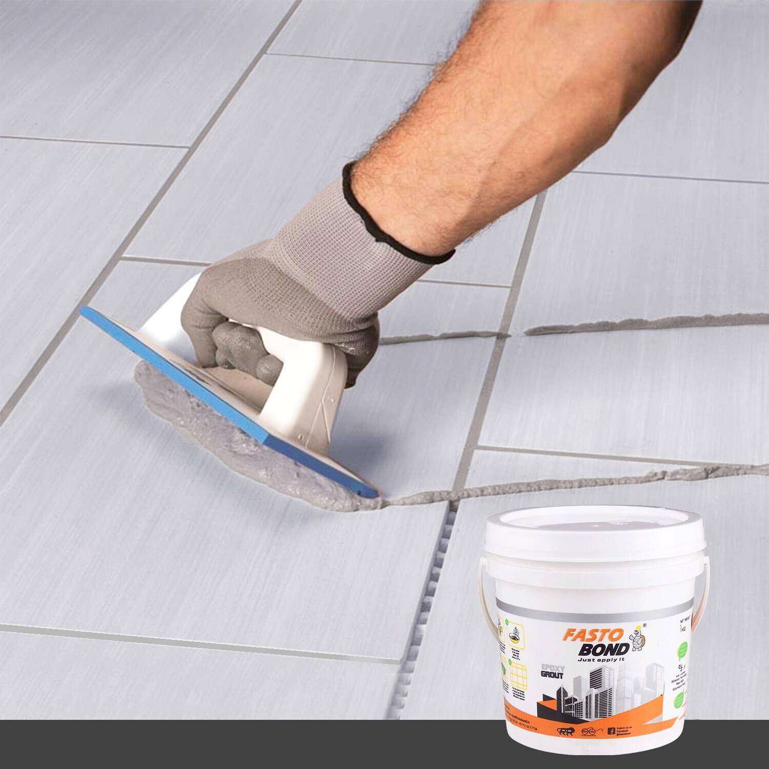 light grey tiling grout