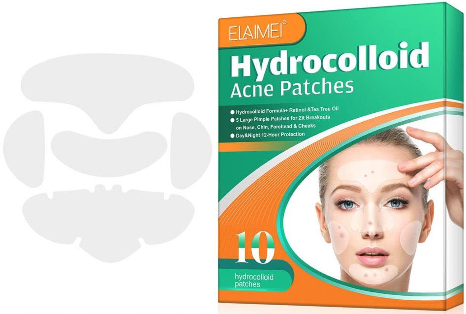 ELAIMEI 5in1 Full Face Hydrocolloid Acne Patches Face Shaping Mask ...