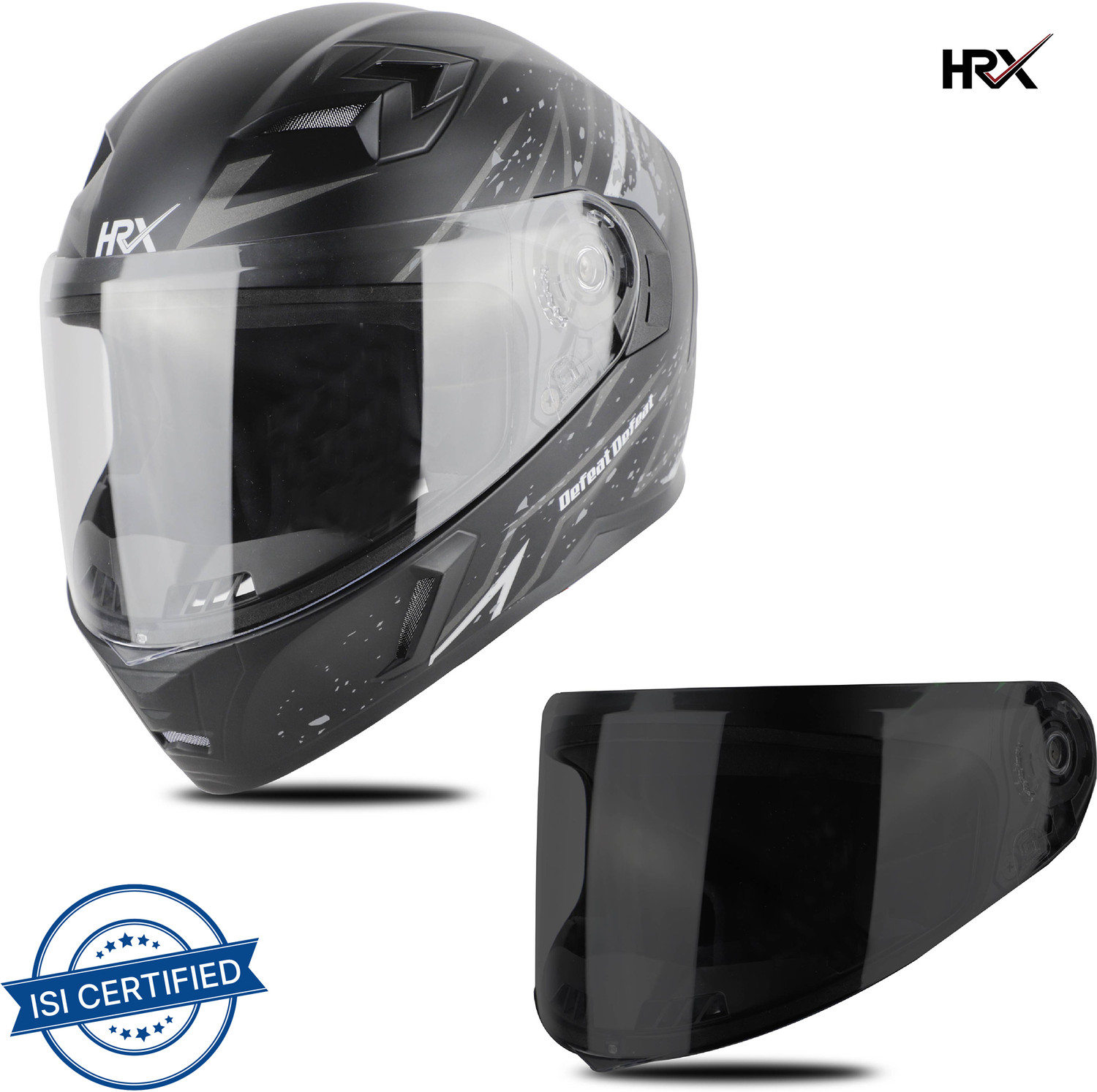 HRX XTRM Full Face Clear Visor + Smoke Air ventilated ISI Marked Decal ...