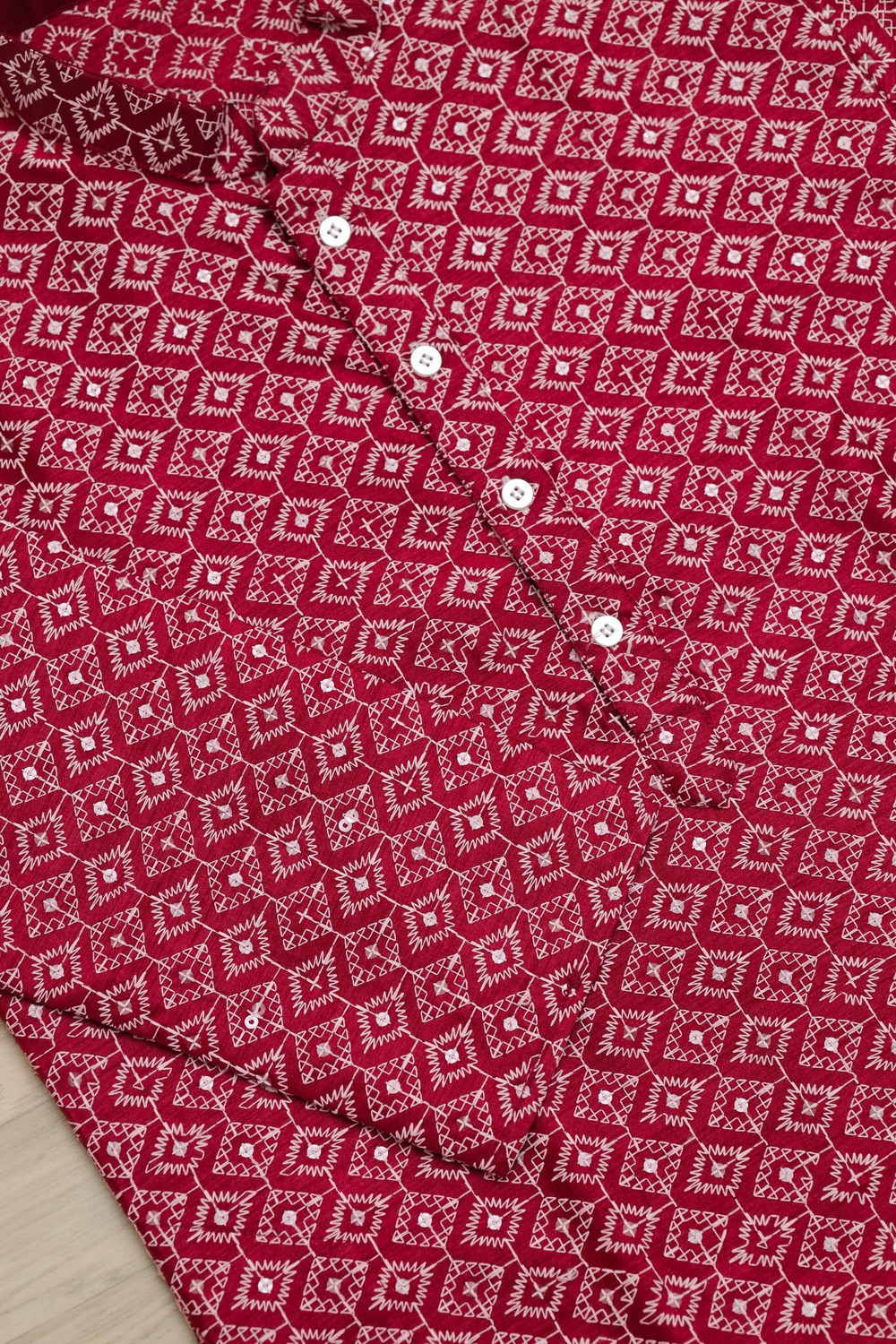 Svatantra Embroidered Khadi Silk Straight Kurta for Men (Maroon ...