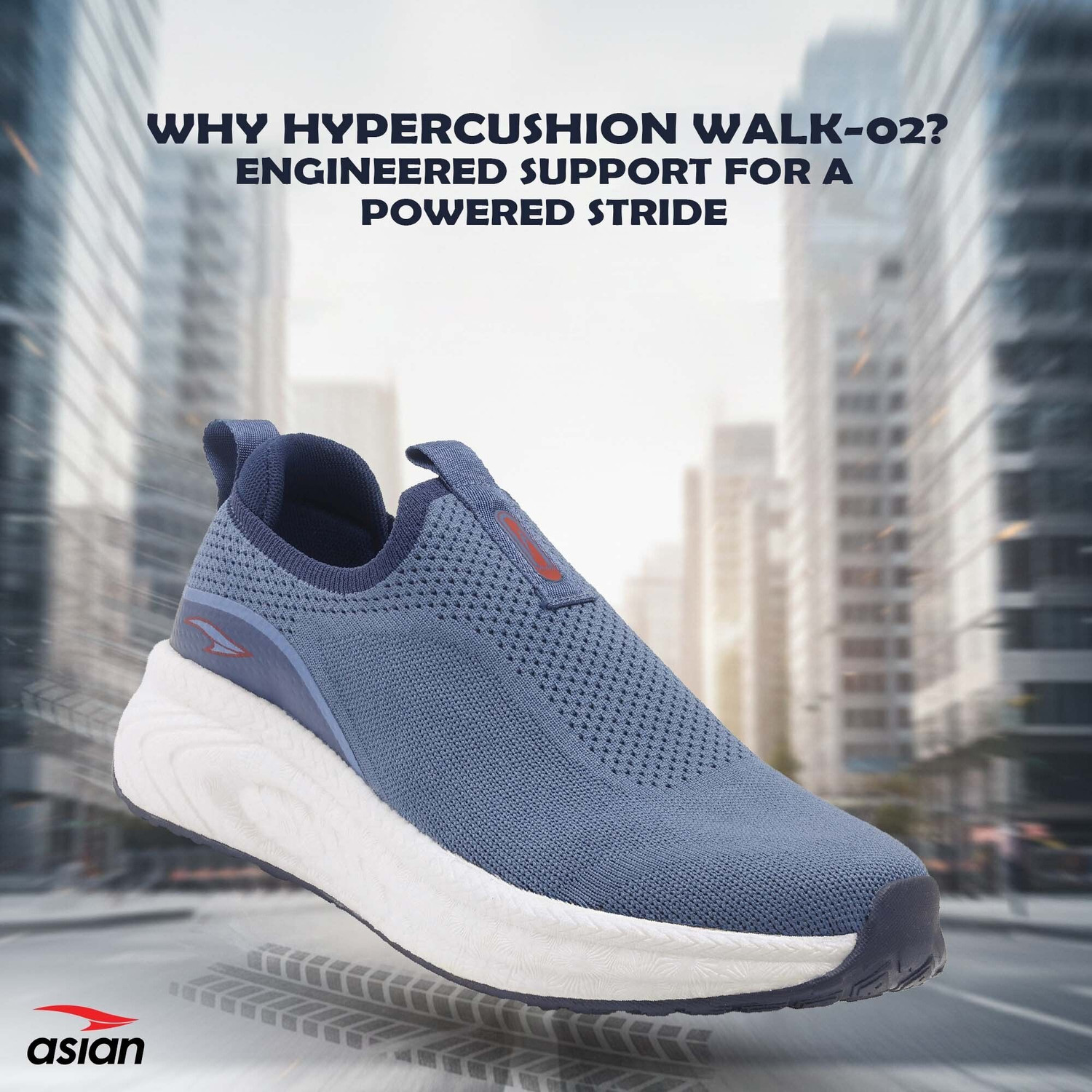 asian Hypercushion Walk-02 Men's Walking Shoes with E-TPU Sole & Arch ...