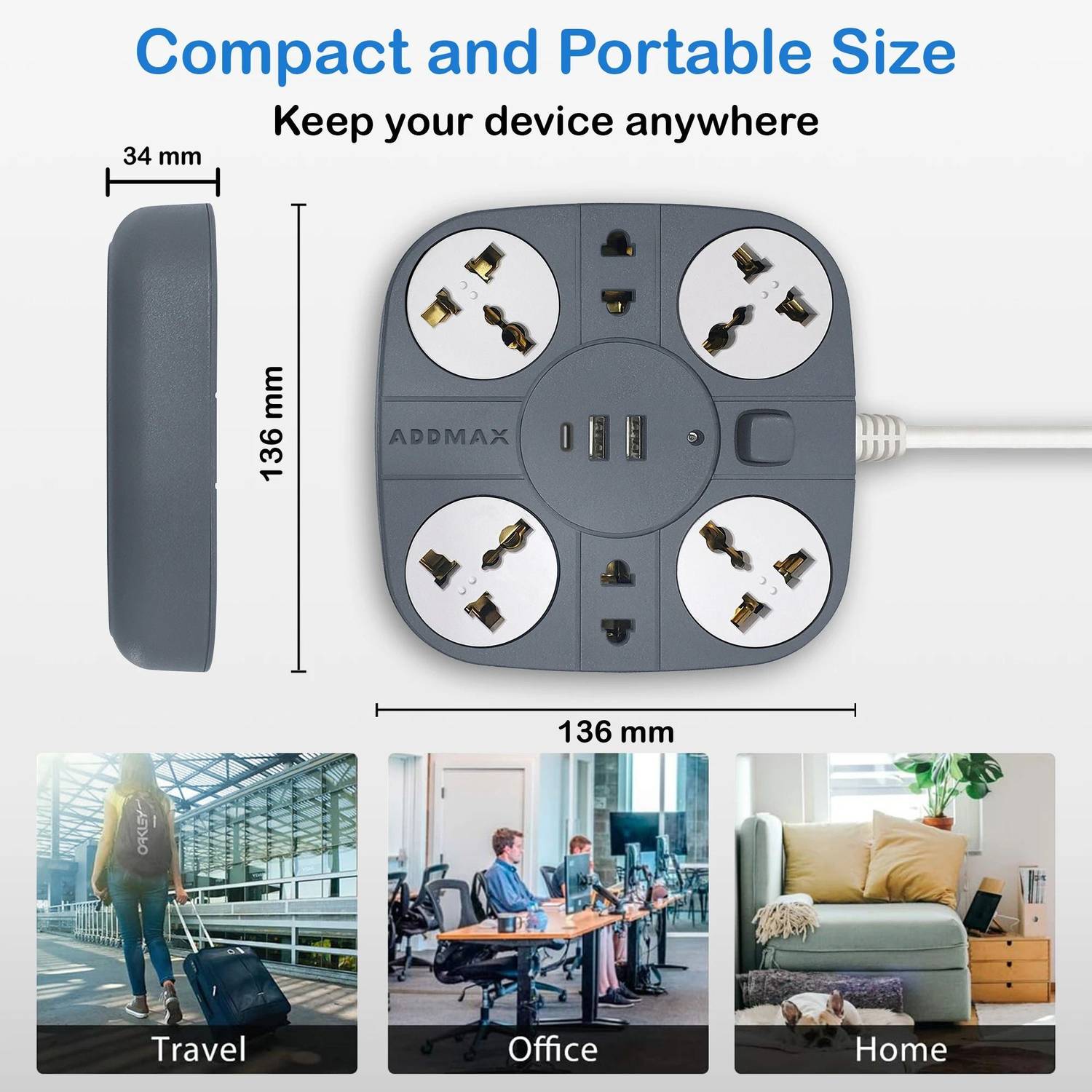 multi socket extension with usb