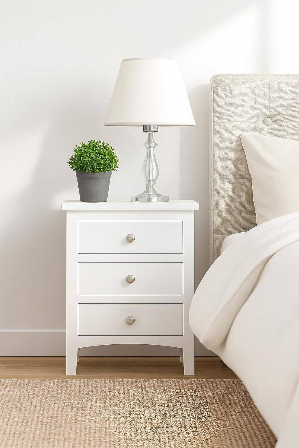 white side table with draw
