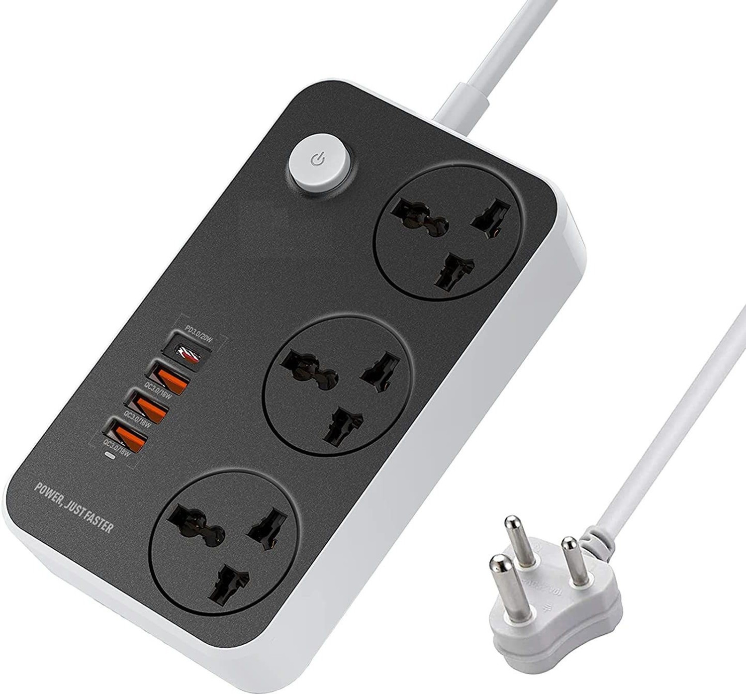 Ruskin Extension for Home & Office,3 Socket Extension Boards(Black,2m ...