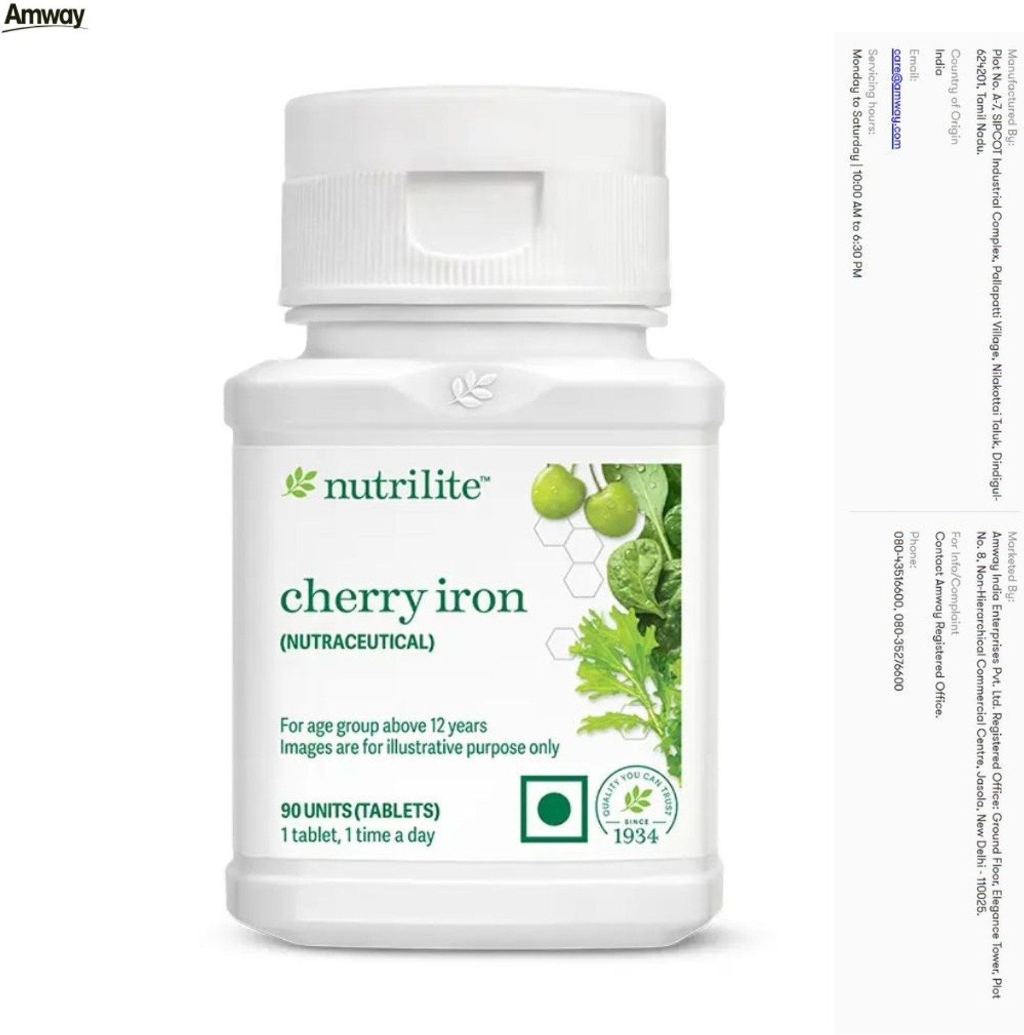 Amway Nutrilite Cherry Iron is formulated to be gentle on the digestive ...