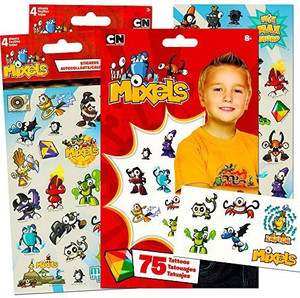 Mixels Lego Stickers & Tattoos Party Favor Pack Over 100 Stickers & 75 ...