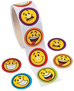 FUN EXPRESS Happy Expressions Sticker Roll, Roll Of 100 - Happy ...