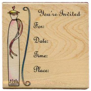 Rubber Stampede Invitation on 3 ¼ Inch Square Block - Invitation on 3 ¼ ...