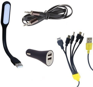 BIGWHEEL Dual 2 Port USB Car Charger, 5 in 1 Multi Pin Charging Cable ...