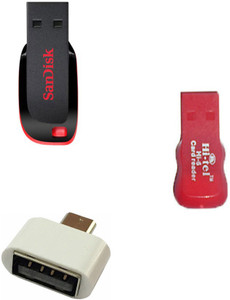 SanDisk 32 gb pendrive with otg adapter and card reader Combo Set Price ...