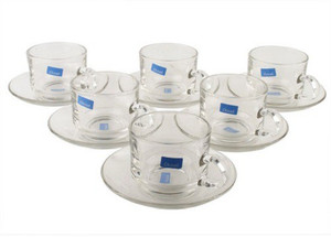 Ocean Pack of 12 Glass Stack Cup and Saucer Set of Price in India - Buy ...