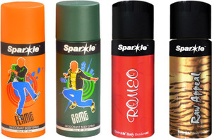 Sparkle Flame, Game, Romeo & Raw Appeal (Set of 4) Deodorant Spray ...