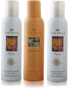 ROYAL MIRAGE 3 Royal Mirage (2 Pearl & 1 Sandalwood) Deodorant Spray ...