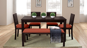Urban Ladder Arabia - Oribi - Bench Solid Wood 6 Seater Dining Set ...