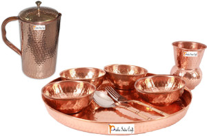 Prisha India Craft Pack of 9 Copper Indian Traditional Dinnerware ...