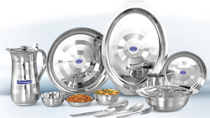 Devidayal Pack of 52 Stainless Steel Silver Touch Dinner Set Price in ...
