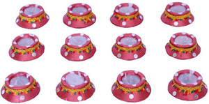 Indigo Creatives Set of 12 Wax Instant Use Earthen Pot Designer Diwali ...