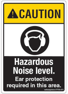 Safety Sign Store Caution: Hazardous Noise Level Emergency Sign Price ...
