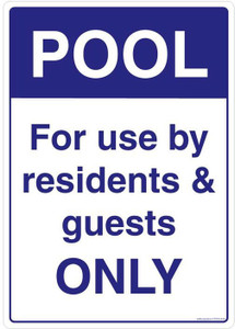 Safety Sign Store Pool For Use By Residents & Guest Only Emergency Sign ...