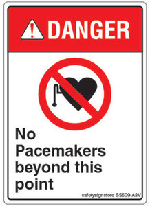 Safety Sign Store Danger: No Pacemakers Beyond This Point Emergency ...