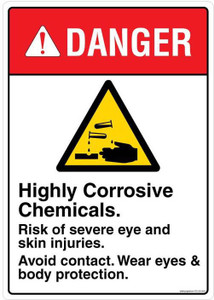 Safety Sign Store Danger: High Corrosive Chemicals Emergency Sign Price ...