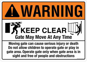 Safety Sign Store Warning: Moving Gate Keep Clear Emergency Sign Price ...