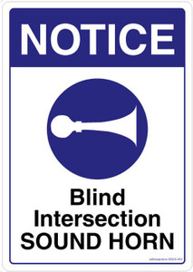 Safety Sign Store Notice Blind Intersection. Sound Horn Emergency Sign ...