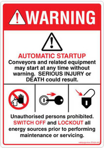 Safety Sign Store Warning: Automatic Start-Up Emergency Sign Price in ...