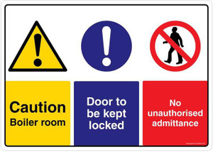 Safety Sign Store CAUTION: Boiler Room. Door to be Kept Locked ...