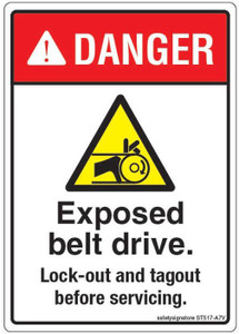 Safety Sign Store Danger: Exposed Belt Drive Emergency Sign Price in ...