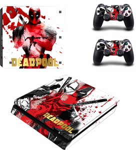 Hytech Plus Deadpool Cartoon Edition Theme Sticker for PS4 Slim Console ...