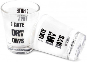 Happily Unmarried (Pack of 2) Dry Day Kitchen Shot Glass Glass Set Shot ...