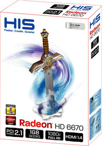 HIS Radeon HD 6670 GDDR5 1 GB AMD/ATI Chipset 128 bit 800 MHz Graphics ...